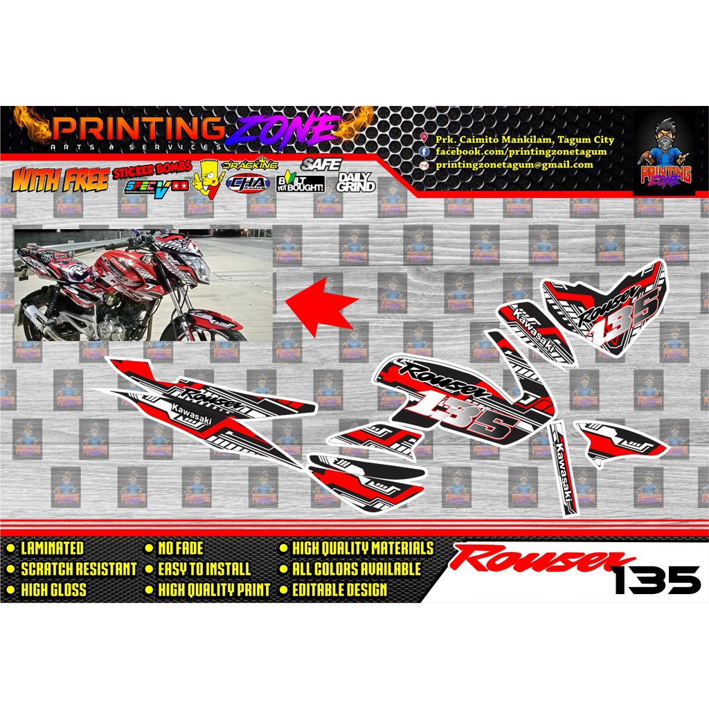 ROUSER 135, Pulsar 135 Bajaj kawasaki Full Set STICKER DECALS! | Shopee ...