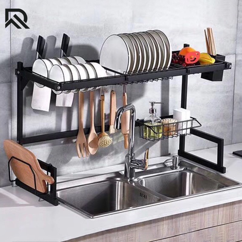 Kitchen Organizer Storage Countertop Plate Drying Rack Space Saver Over ...