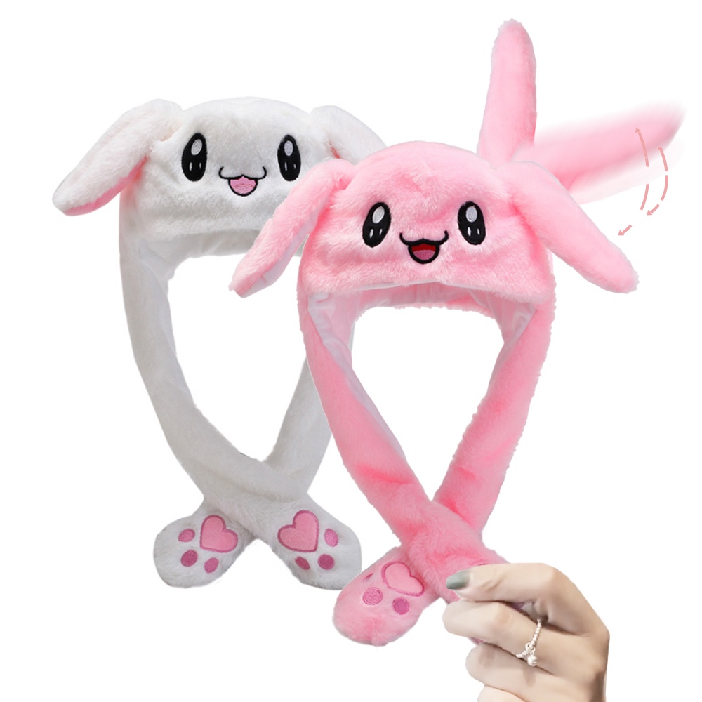 Rabbit Hat Plush Moving Bunny Ears Hat Movable Ears Toy Hat | Shopee ...