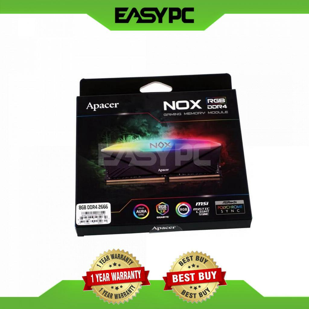 Apacer Nox 8gb 1x8 2666Mhz Ddr4 RGB Gaming Memory | Shopee Philippines