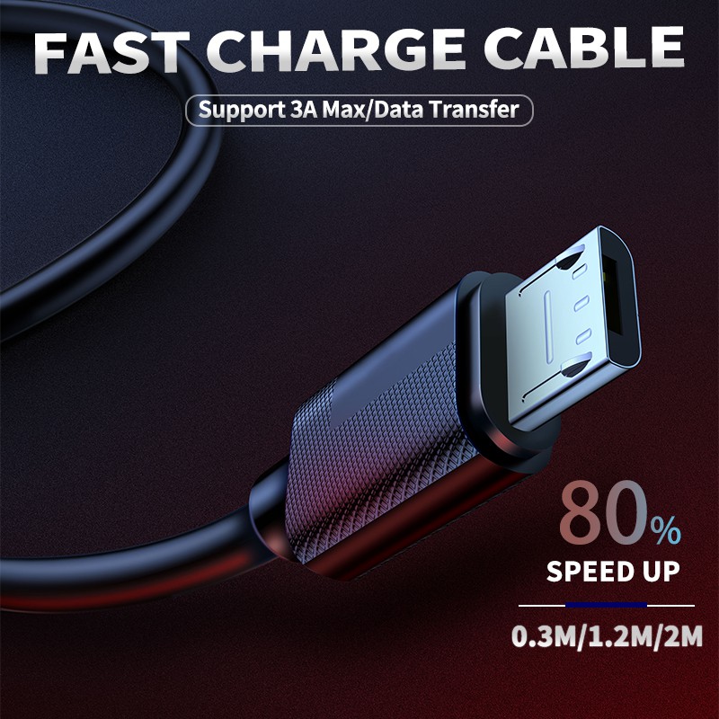 【USB Micro Cable】T-phox Micro USB Cable 0.3M 2M 1.2M 3A Fast Charging ...