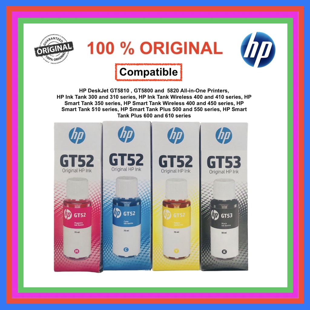 HP GT52 / GT53 Ink For HP DeskJet GT5810 , GT5800 and 5820 All-in-One ...