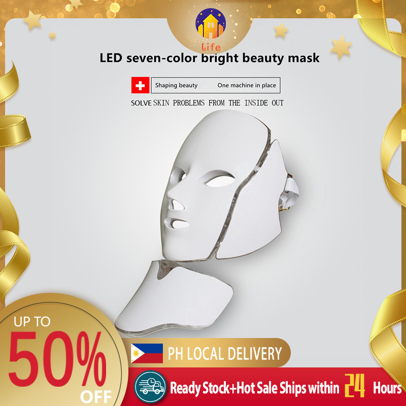 7 Colors PDT LED Light Photon Face Neck Skin Therapy Mask Rejuvenation ...