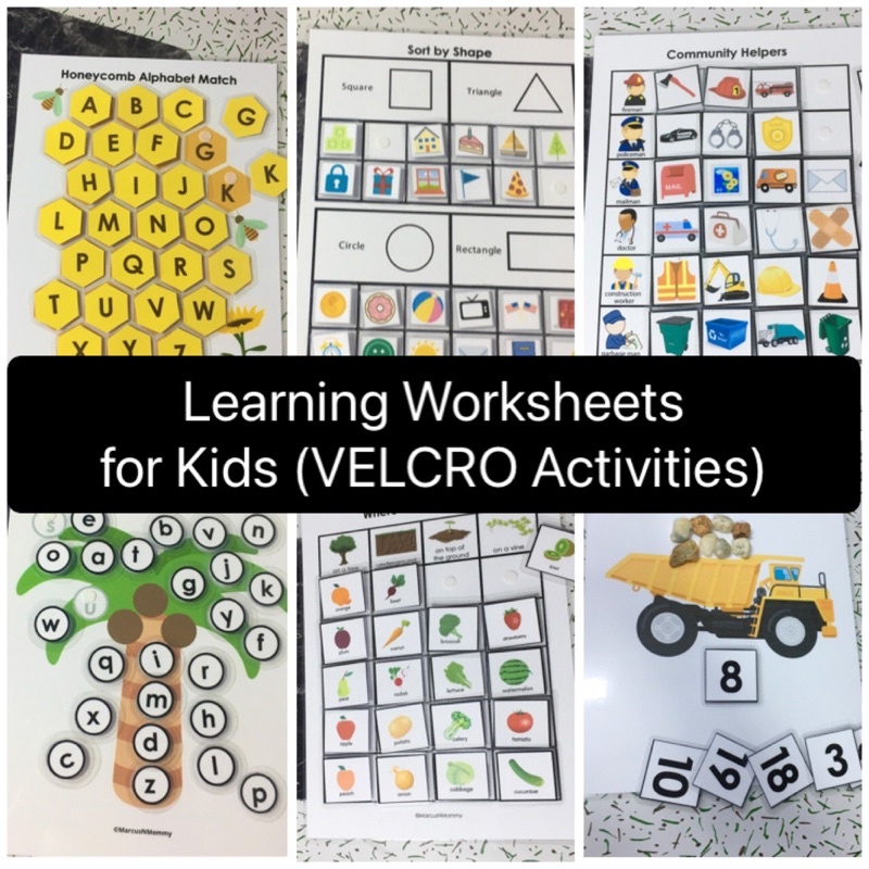 Learning Worksheets Materials for Kids (Velcro Activity) for Kinder ...