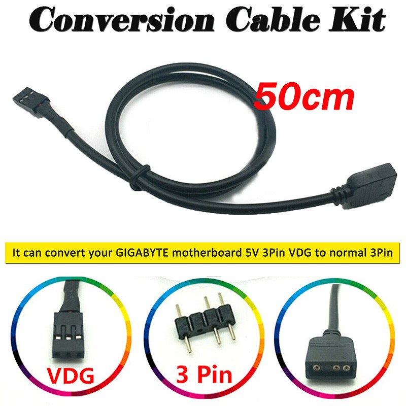 New 5V 3PIN RGB VDG Conversion Line Cable Connector Kit for GIGABYTE ...