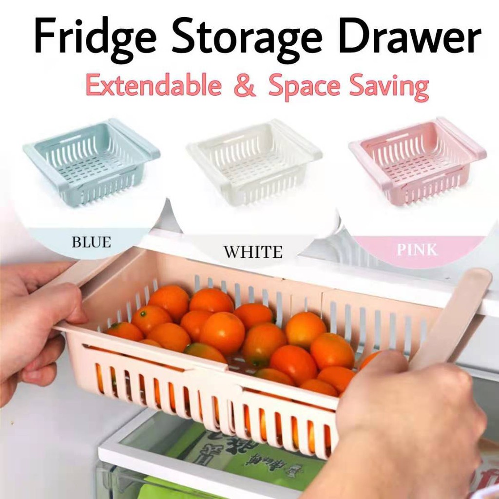 HLV_ Adjustable Stretchable Fridge Organizer Food Storage Drawer Basket ...