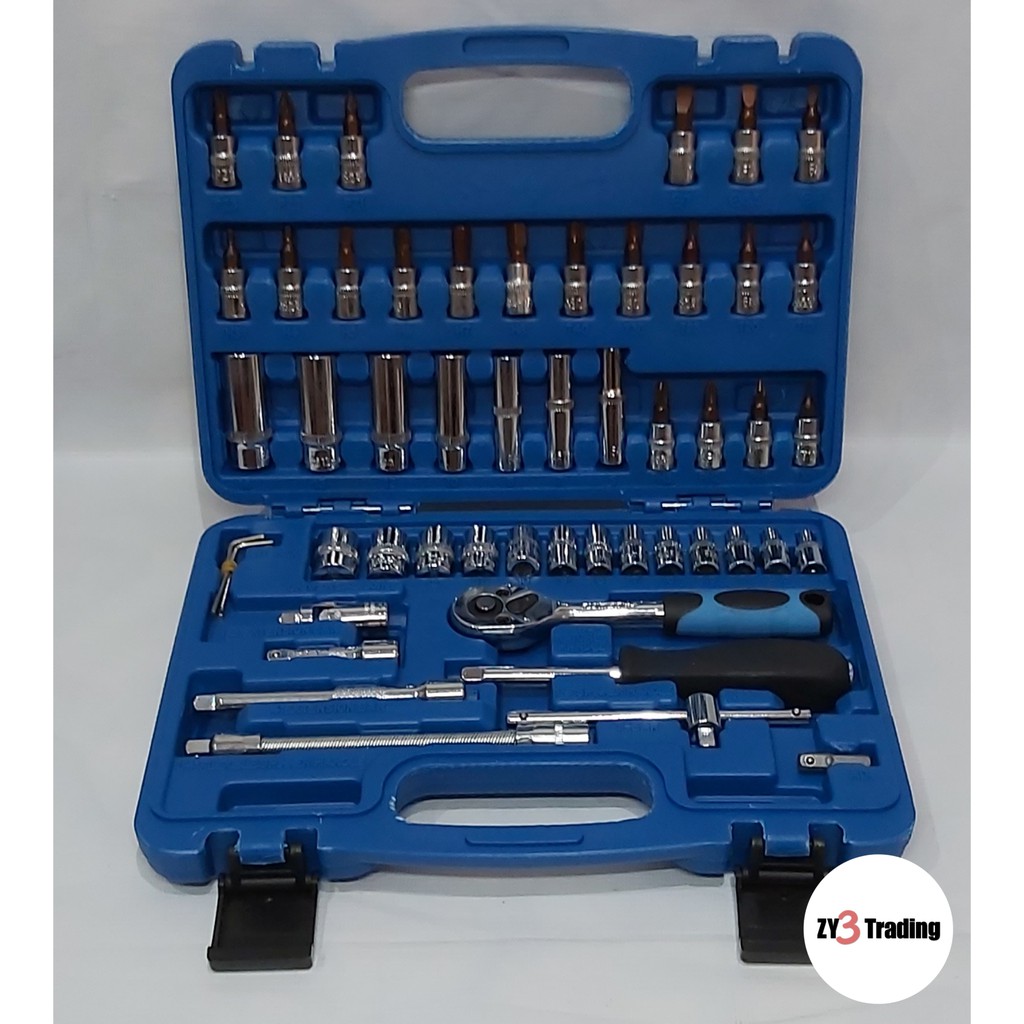 Flyman 53 Pcs. Socket Wrench Set 1/4" Drive 6 Point (Hex Type) | Shopee ...