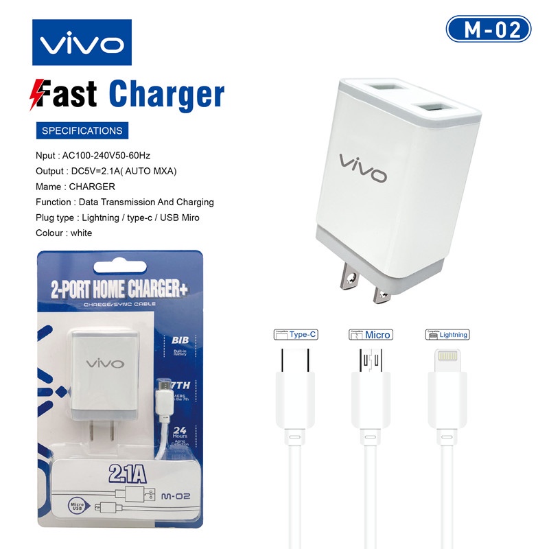 M02 Travel Charger Dual USB Output 2.1A Fast Charging Power Adapter for ...