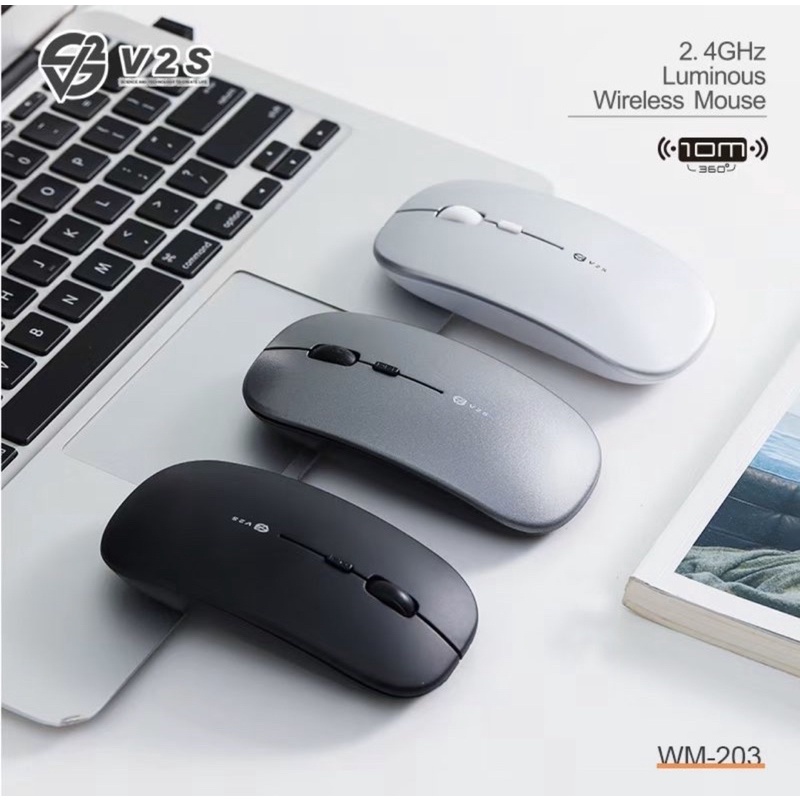 V2S WM-203 Wireless Mouse 2.4G Silent Wireless Mouse Rechargeable Mouse ...
