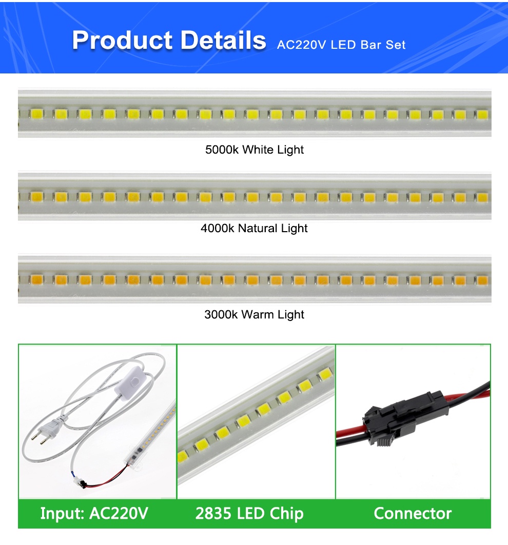 SMD2835 LED Tube AC 220V 8W High Brightness Hard Rigid LED Strip Bar ...