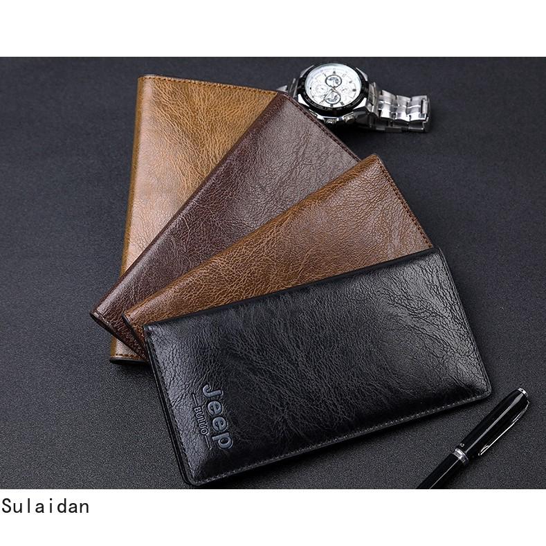Jeep luxury leather leather business Long Wallet for Men Wallet ...