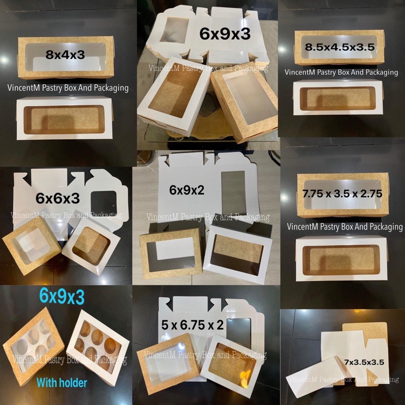 REVERSIBLE (PER PIECE) Cupcake Box / Pastry Box 5x6.75x2 / 6x9x3 ...