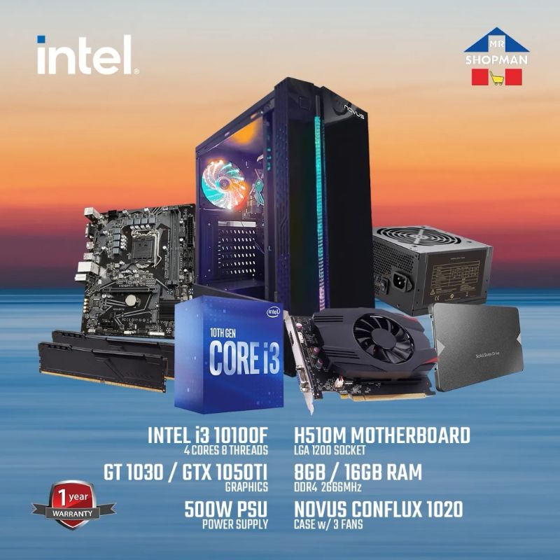 Intel Core i3 10100F w/ GT 1030 / GTX 1050Ti Desktop Computer PC Build ...