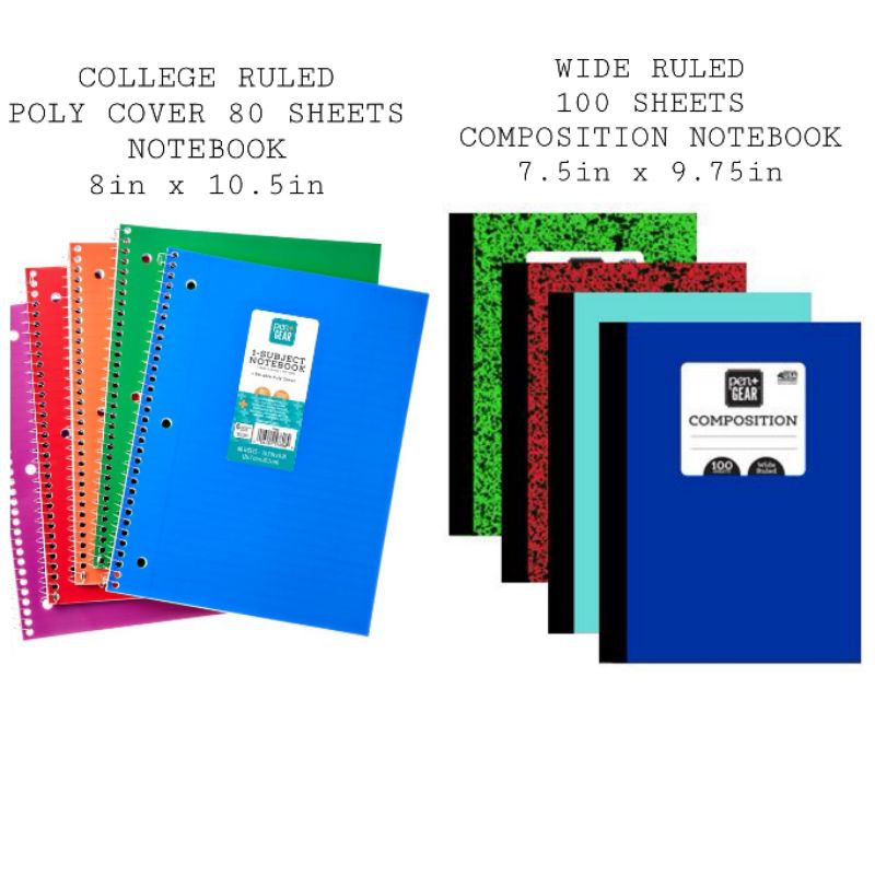 Pen + Gear Poly Subject/Composition NoteBook, College/Wide Ruled, 80 ...