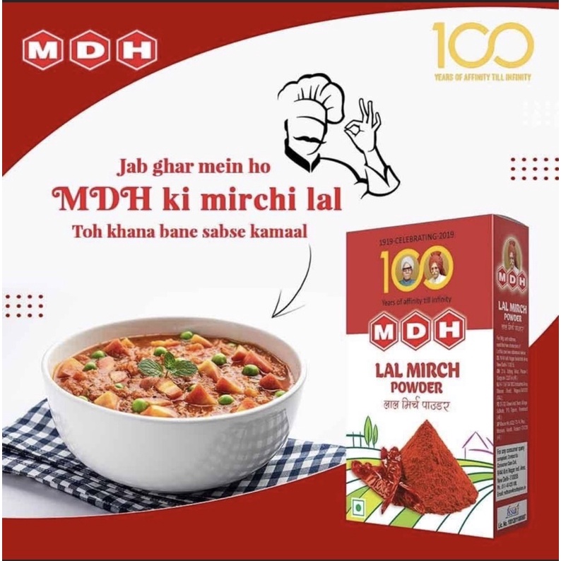 MDH Lal Mirch Chilli Powder Indian Grounded Hot Red Powder | Shopee ...