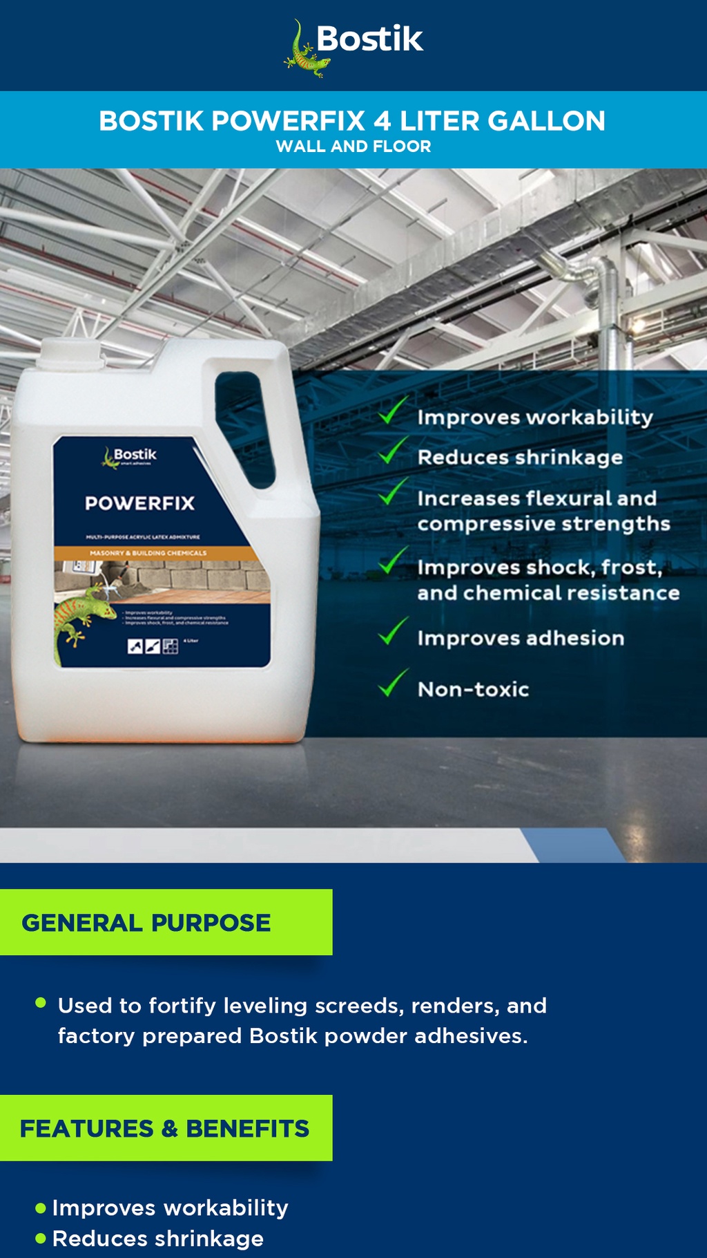 Bostik Powerfix Multi-Purpose Acrylic Latex Admixture 4 Liter | Shopee ...