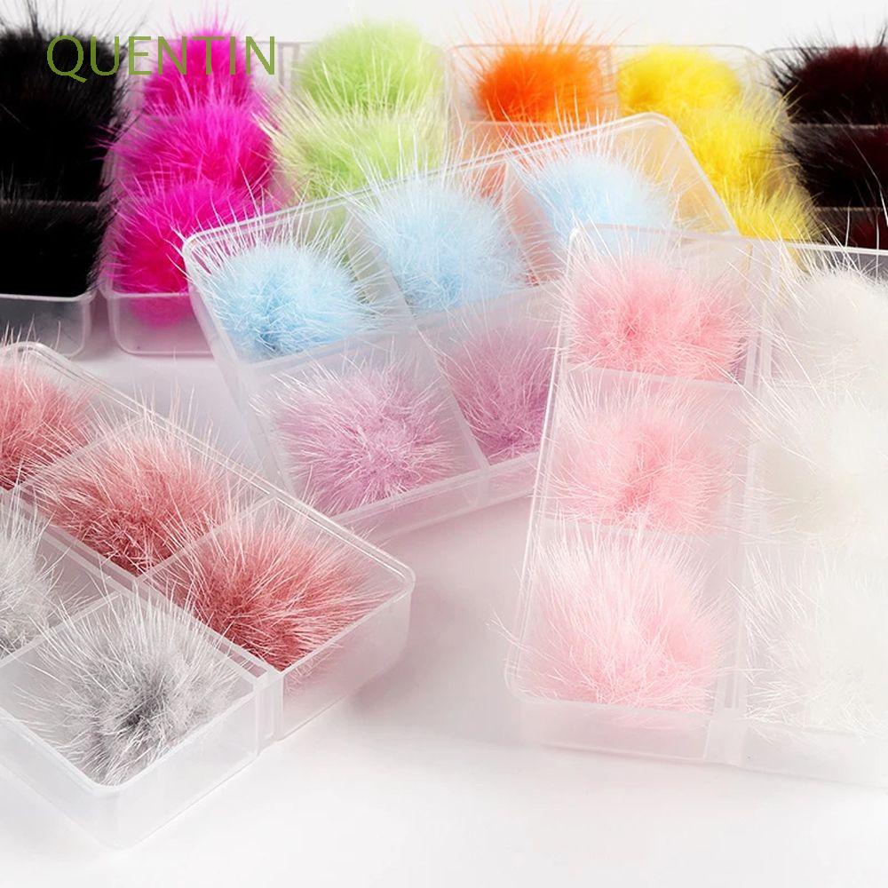 QUENTIN Women Nail Ball With Base Removable Nail Art Fluffy Pom ...