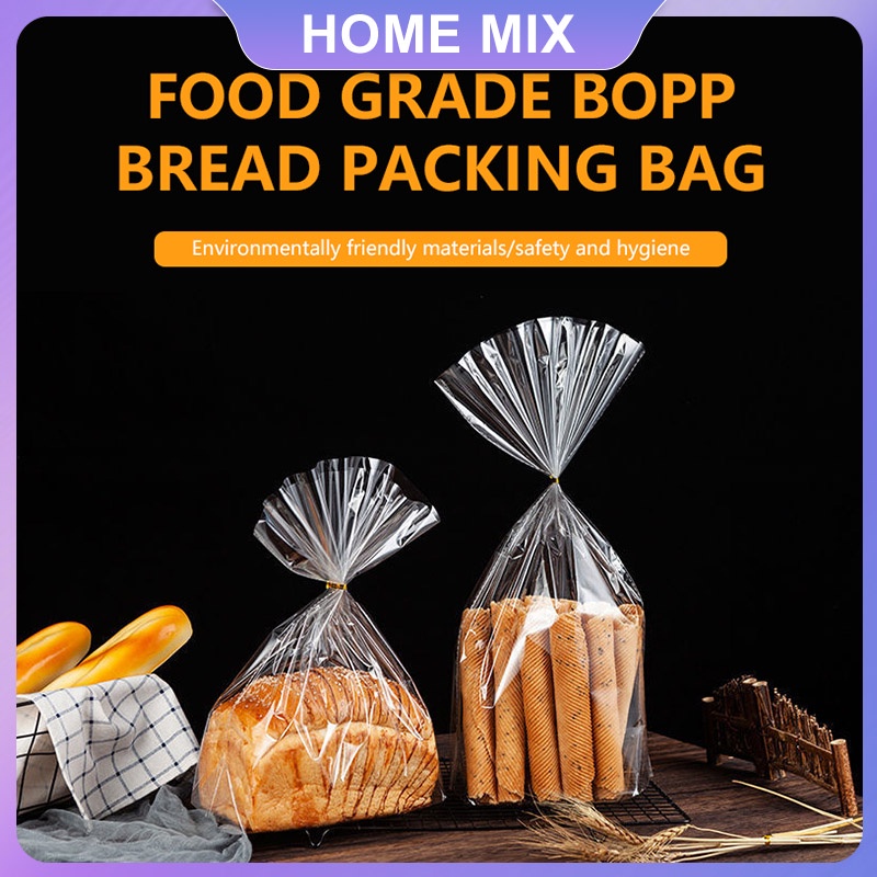 100Pcs Plastic Paper Bag Bread Cookies Packaging Pastry Bag Baking ...
