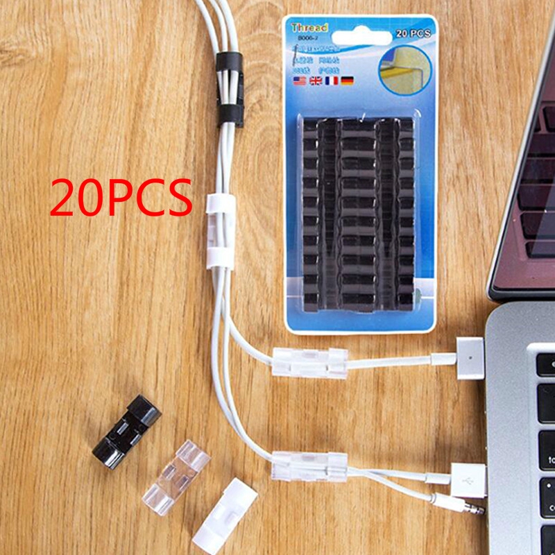 20Pcs/pack Self-adhesive plastic Wire cord Line Cable Clip Organizer ...