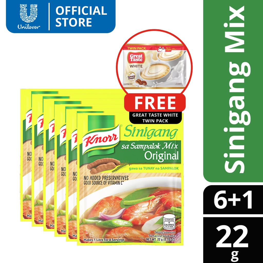 Knorr Sinigang sa Sampalok Original 22g with FREE Great Taste White Twin Pack | Shopee Philippines