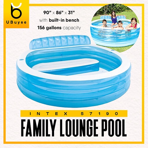 Intex Swim Center 57190 Inflatable Family Lounge Pool with Backrest and ...