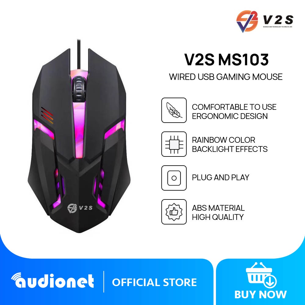 V2S MS103 Mouse USB Wired Gaming Cool High Configuration Led Backlight ...
