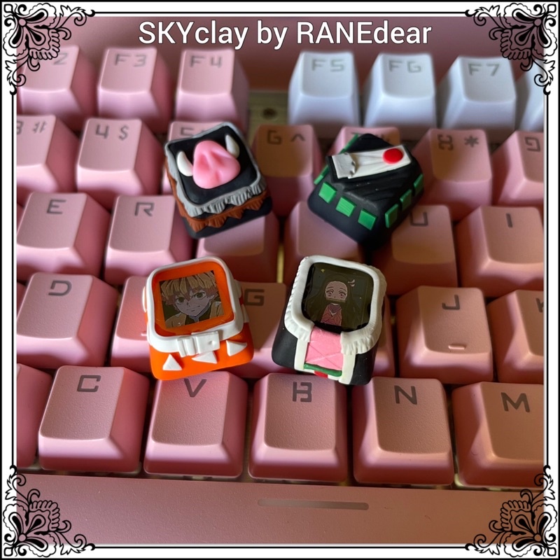 Handmade Demon Slayer inspired artisan Keycaps - Nezuko - Tanjiro ...