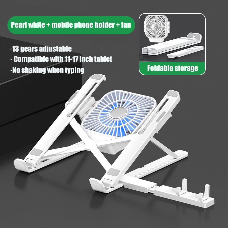 Foldable Laptop Stand Holder With Cooler Fan Desk Tablet Mount Bracket ...