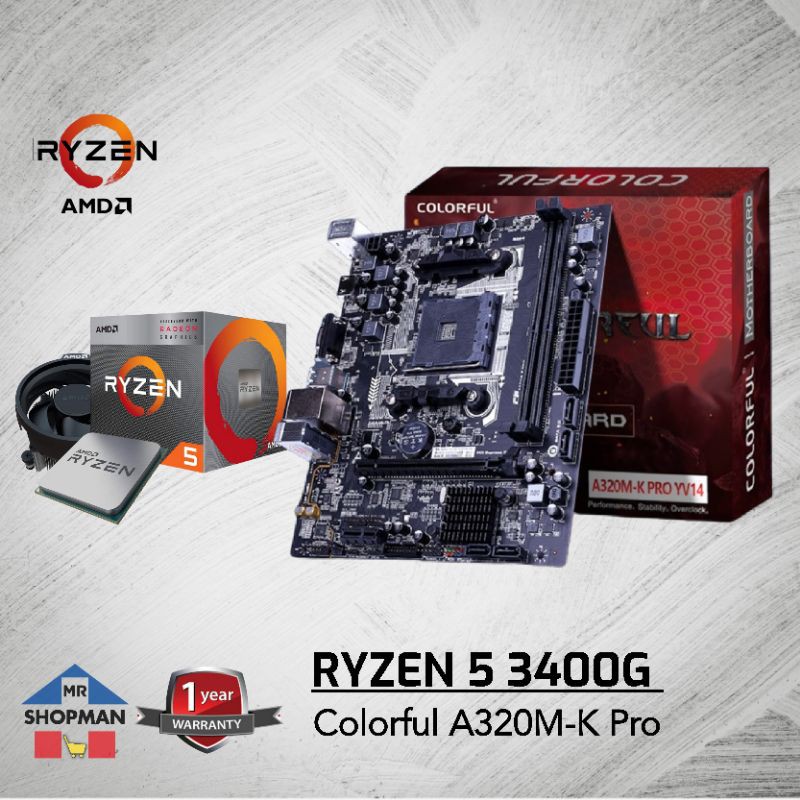 AMD Ryzen 5 3400G Processor w/ Colorful A320M-K Pro V14 Motherboard ...