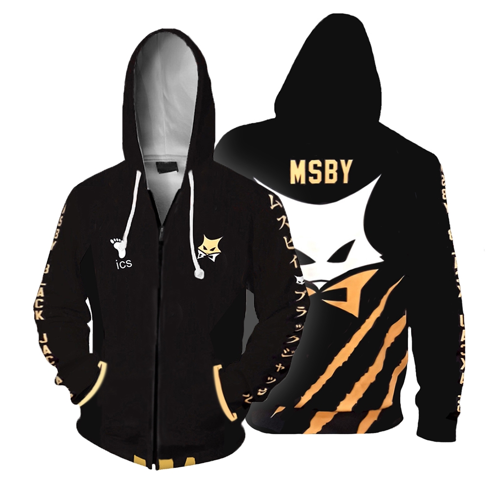 Black Jackals MSBY Anime Haikyuu Cosplay 3D Printed Outwear Jacket Top ...