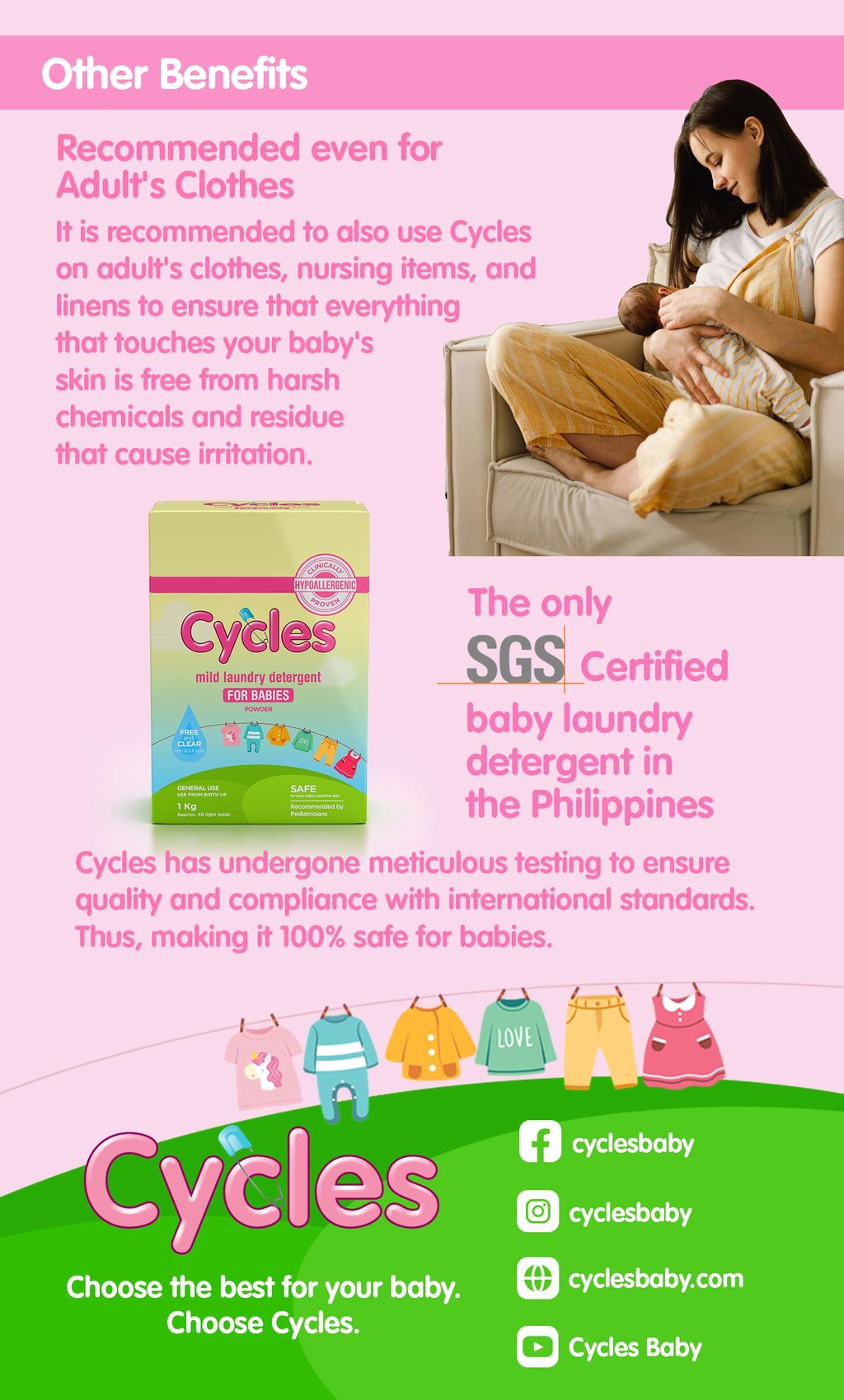 Cycles Baby Laundry Powder Detergent (x3) - Hypoallergenic for Baby’s ...