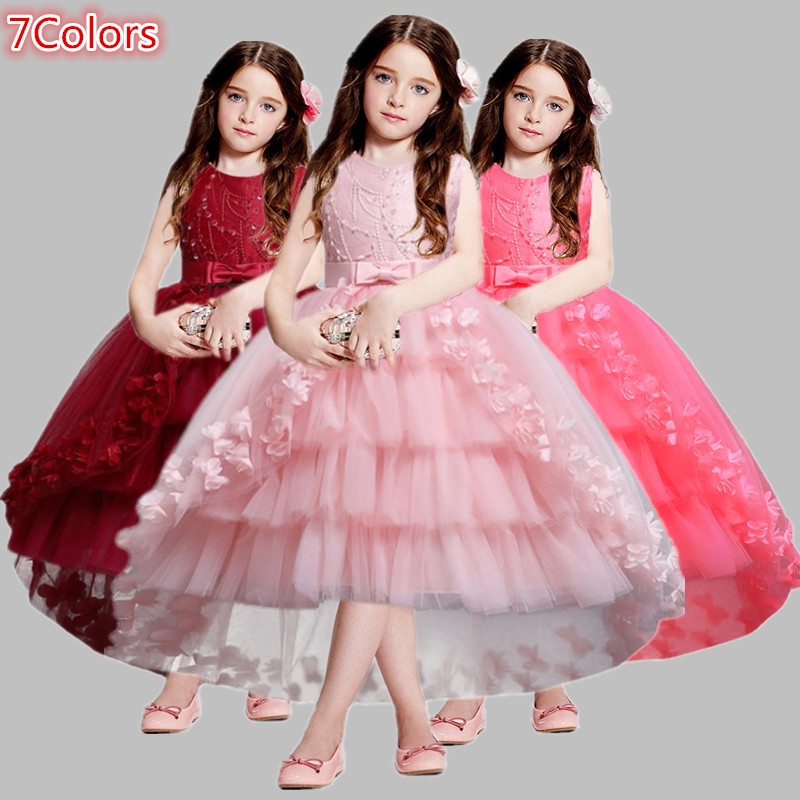 New Elegant Trailing Flower Party Dresses for Girl Children Clothe Kids ...