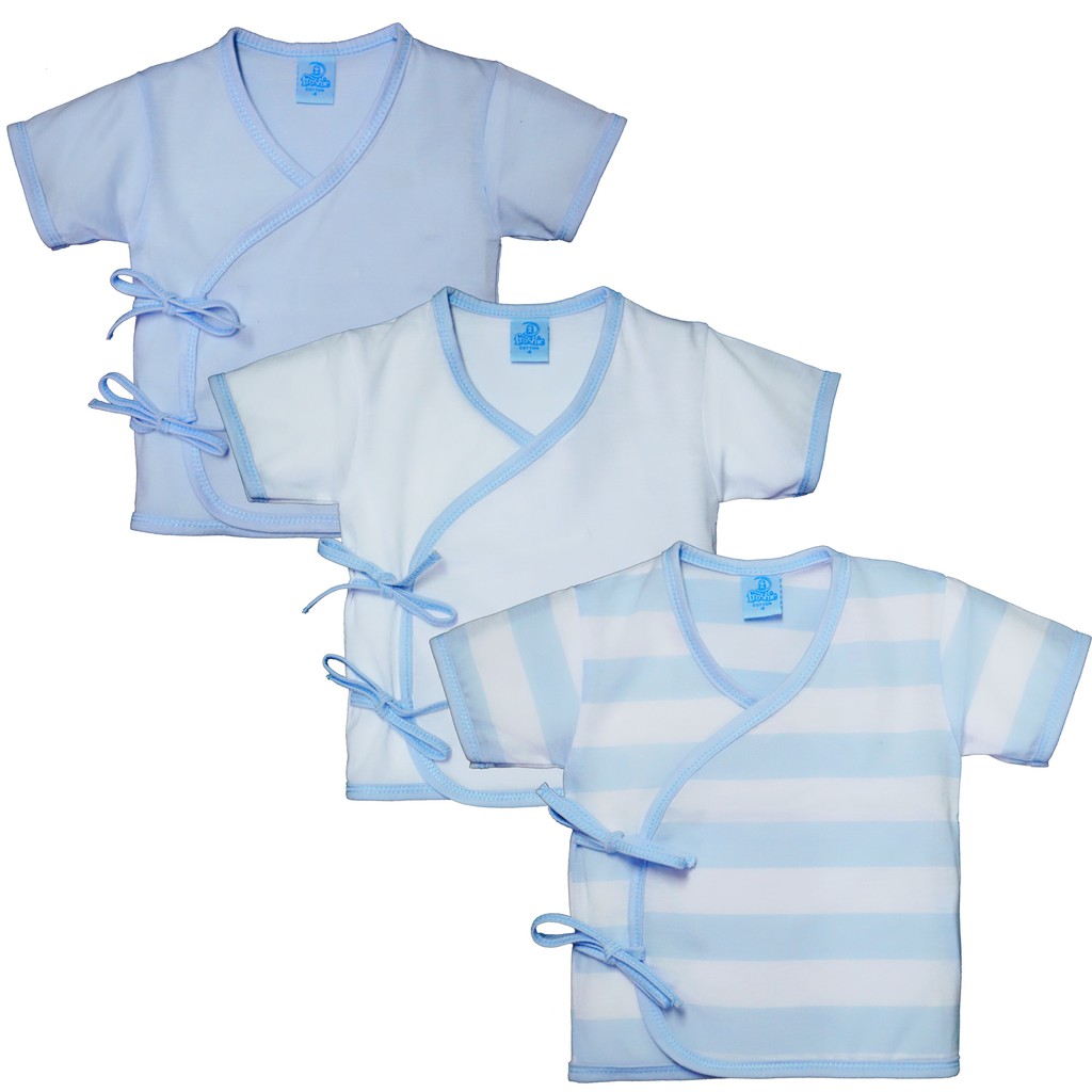 Froshie 3 Piece Newborn Baby Cotton Short Sleeved Tie Side Blue Tieside ...