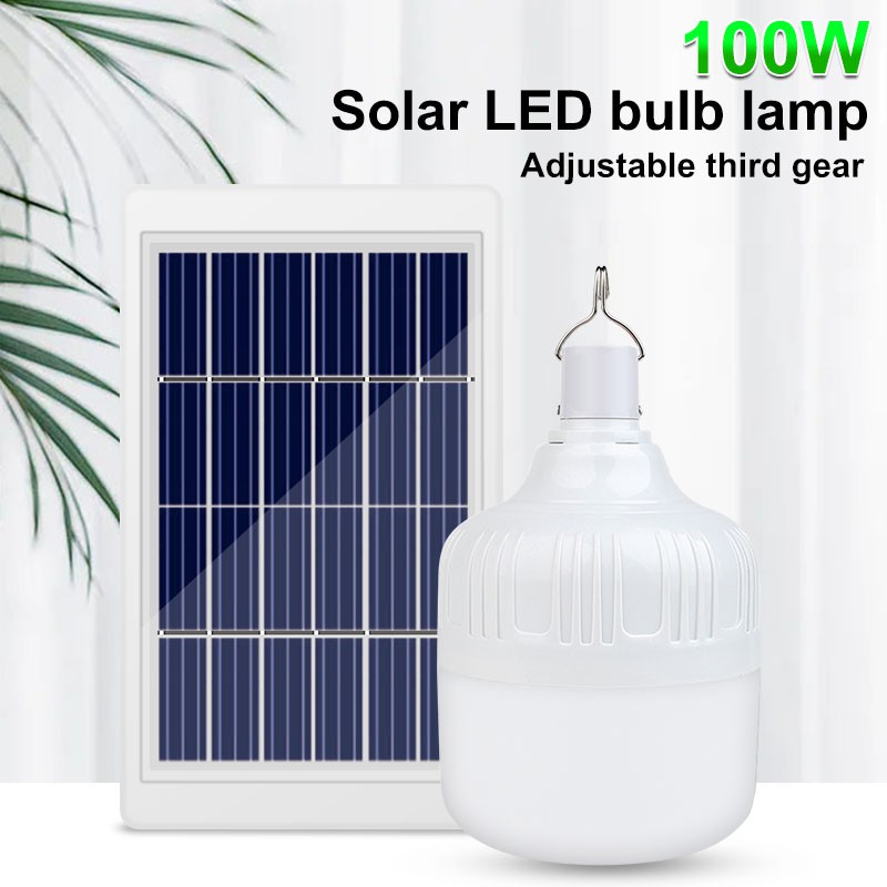 【Manila Delivery】LED Solar Powered Lamp 100W Portable Led Bulb Lights ...