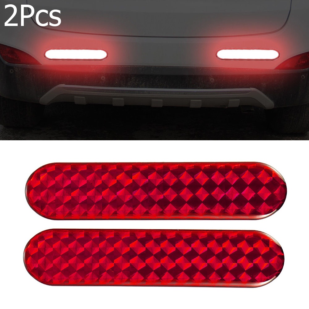 2Pcs Sign Red Night Lamp Alarm Car Reflective Strips Door Bumper front ...