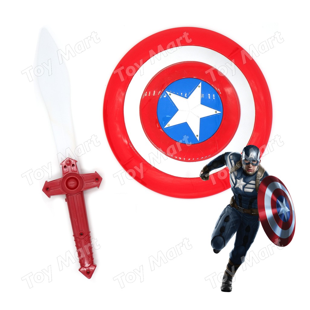 Captain America Avengers Shield and Sword Cosplay Play Set Light Sound ...