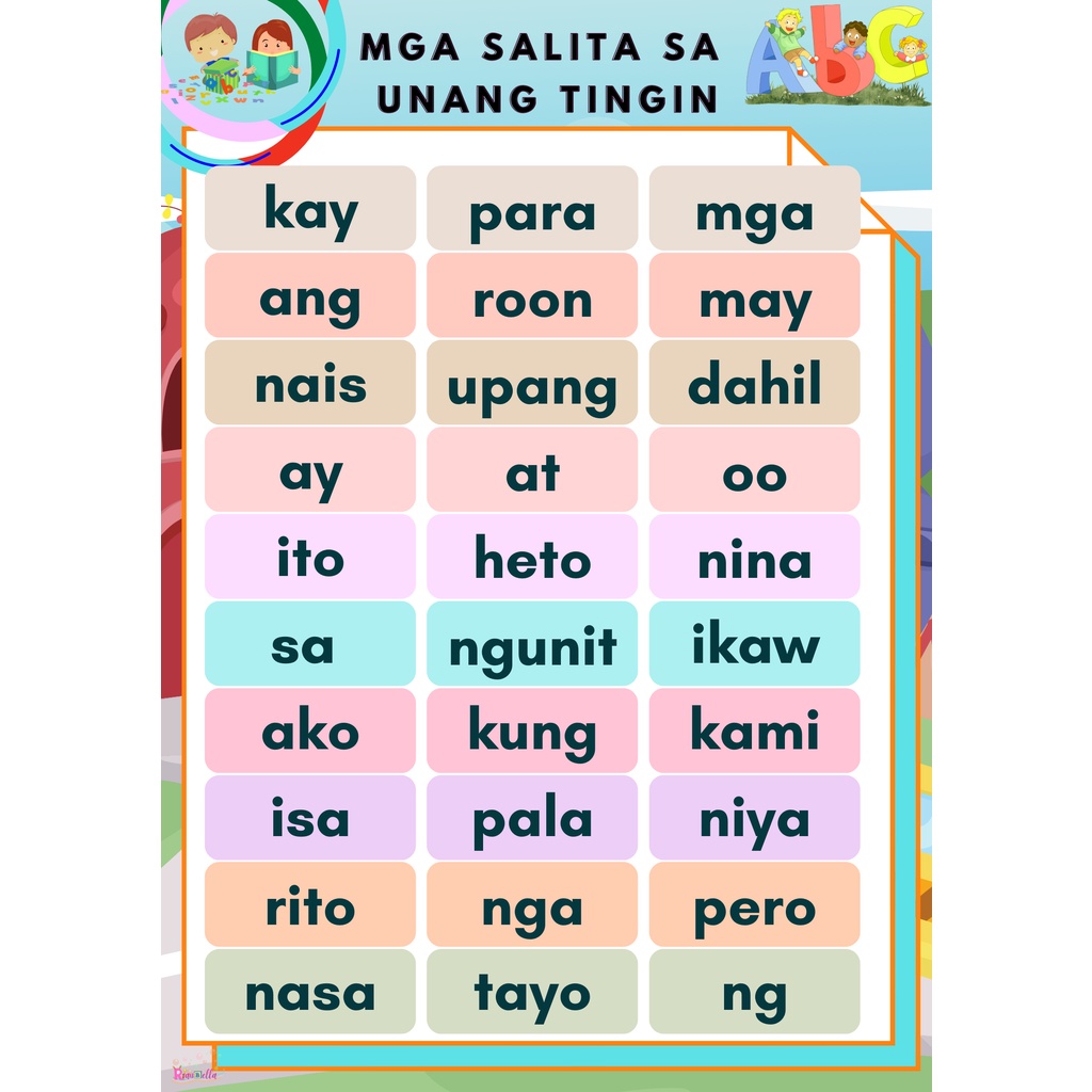 TAGALOG PAGBASA MGA SALITA SA UNANG TINGIN 2 CHARTS BUNDLE presyo ₱80