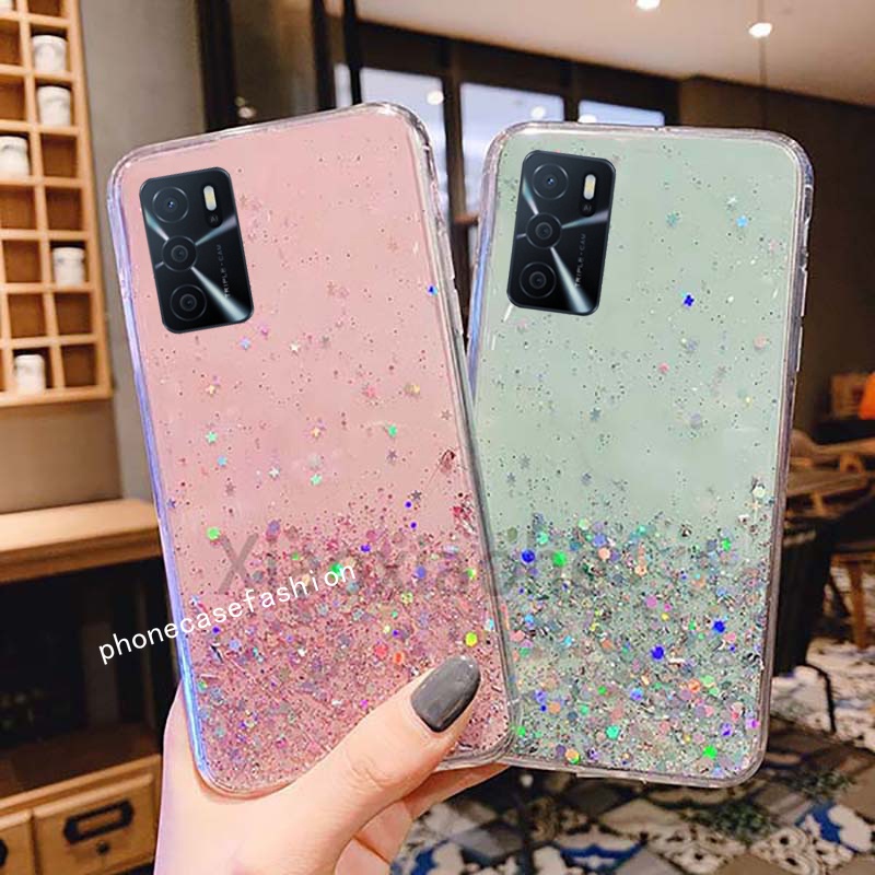 For OPPO A16 A95 A74 4G 5G transparent Phone Case Glitter Bling star ...