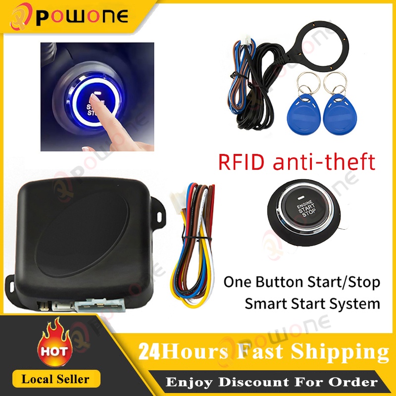 Auto Car Alarm Start Stop Engine Starline Push Button RFID Lock Ignition Switch Keyless Entry ...