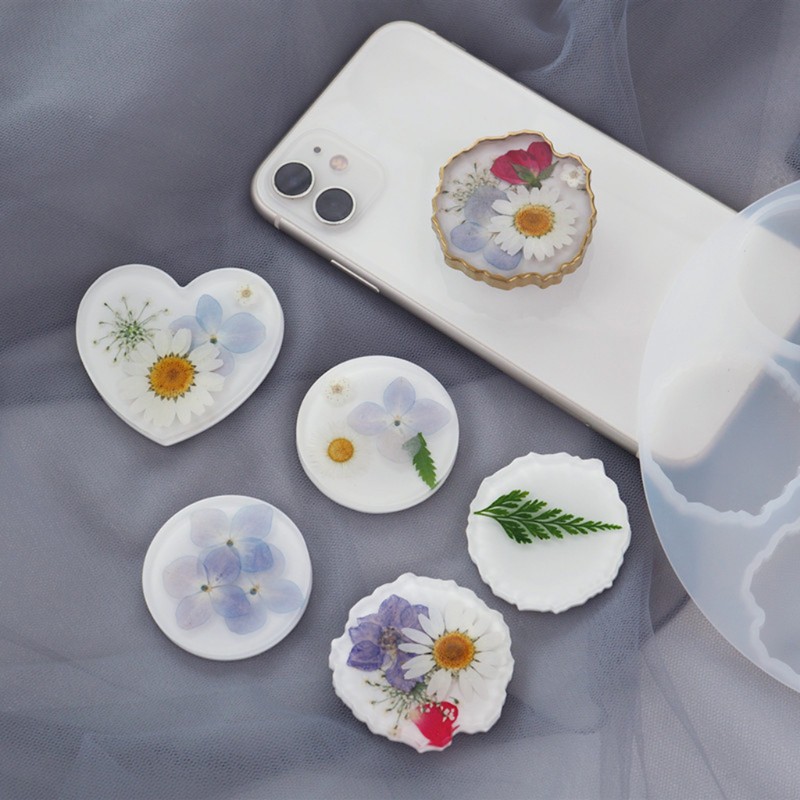 Geode Circle Phone Grips Diy Irregular Silicone Mold Round Pop Sockets ...