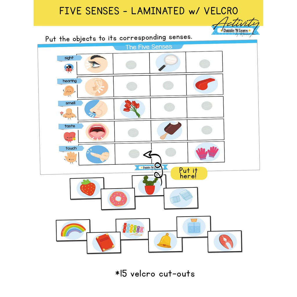 Five Senses Laminated Activity with Velcro | Shopee Philippines Five Senses Laminated Activity with Velcro | Shopee Philippines
