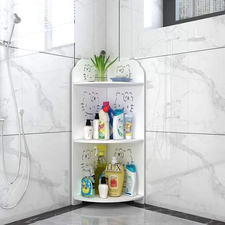 SOPHIA Hello Kitty Storage Wooden Board White Carved 3 Tier Corner ...