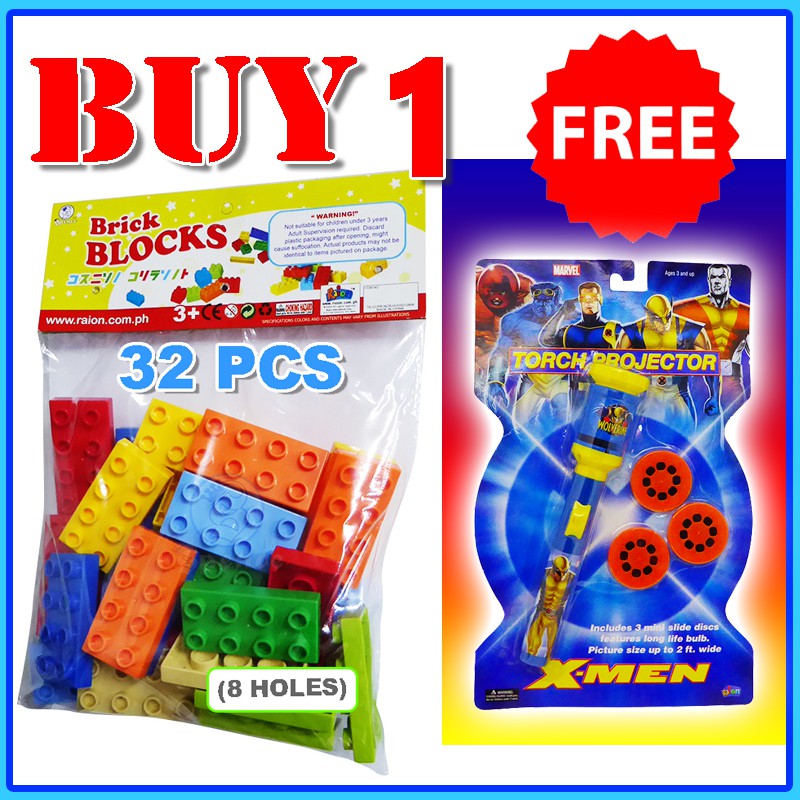 BUY 1 Super Mega Building Brick Blocks RIC FREE 1 X-MEN Torch Projector ...
