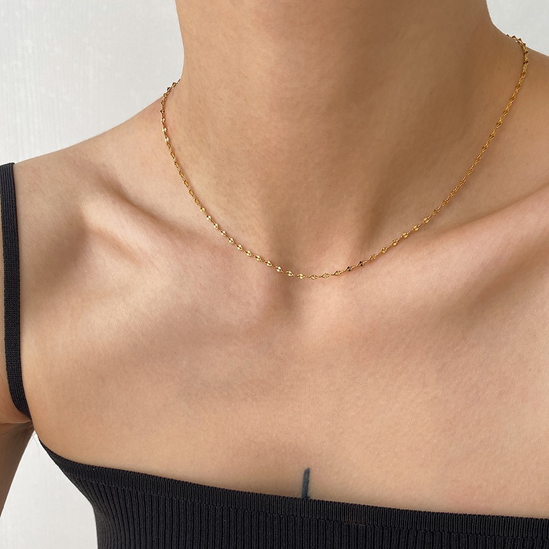 Titanium Steel Plated 18K Rose Gold/Gold Lip Chain Fish Mouth Single ...