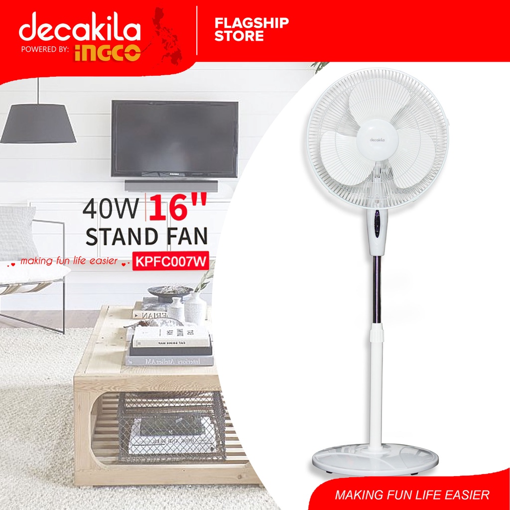 Decakila by INGCO KPFC007W Electric White Stand Fan 16" _NP | Shopee ...