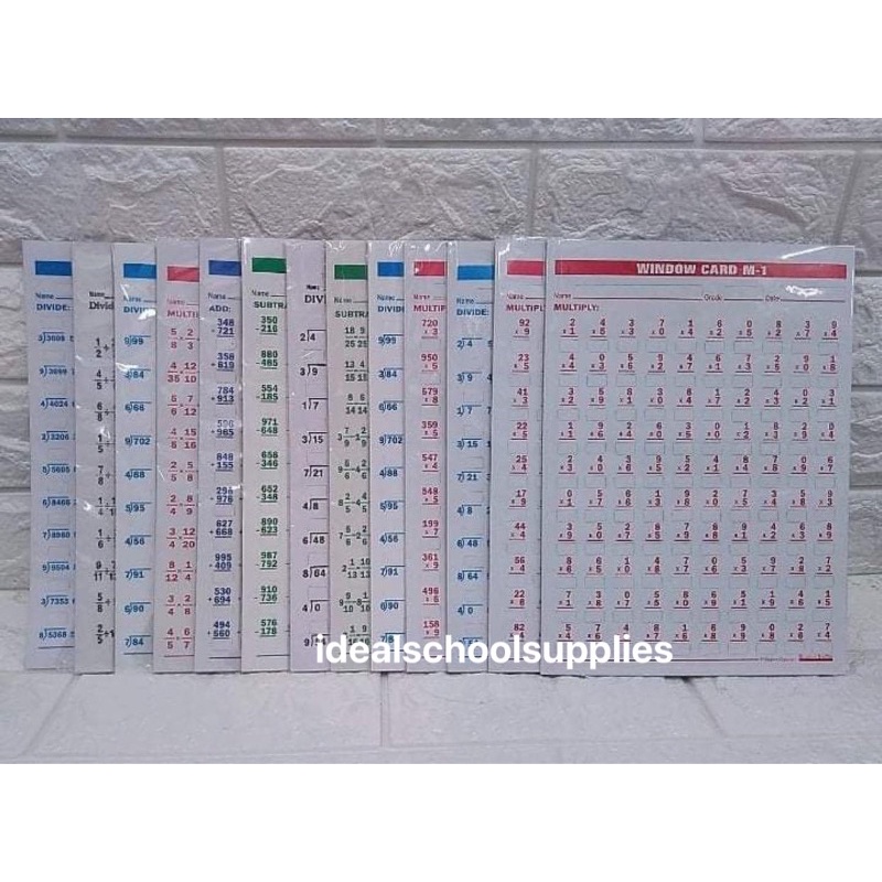 Window Card Addition Subtraction Multiplication & Division 5 Cards ...