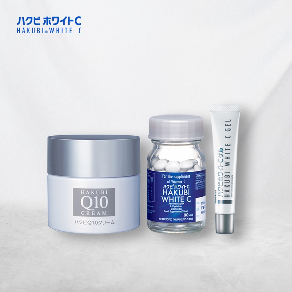 Hakubi White C Tablets 90s, Hakubi White C Gel 20G And Hakubi Q10 Cream ...