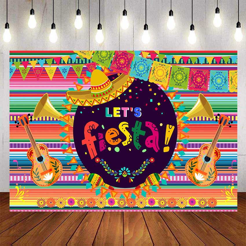 Fiesta Birthday Backdrop For Photography Baby Shower Kids Children ...