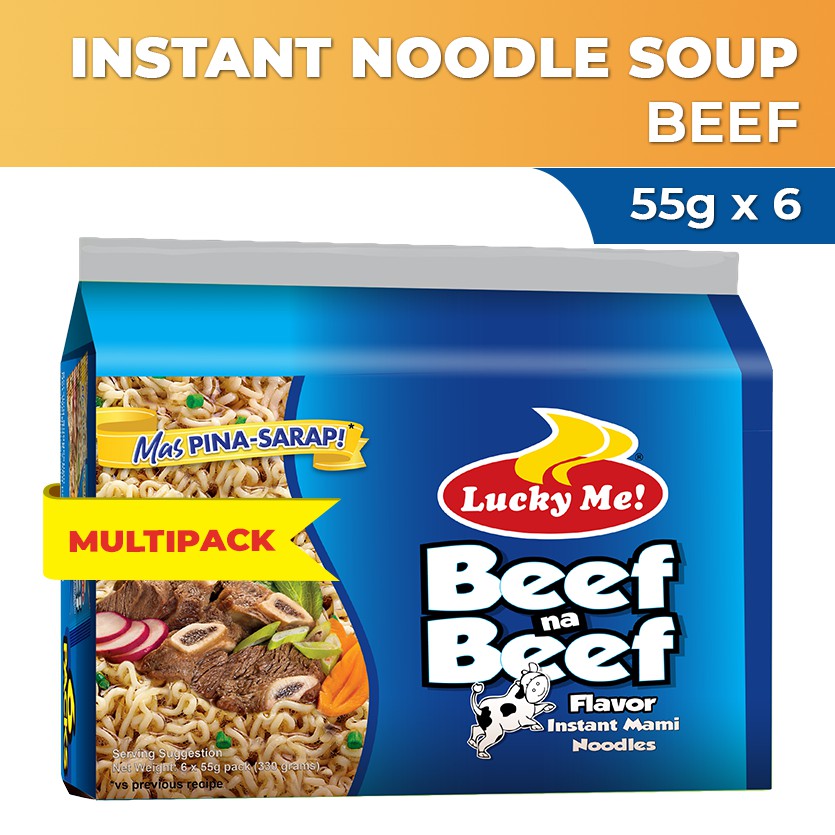 Lucky Me! Instant Noodle Soup Beef na Beef Multipack 55g x 6 | Shopee ...
