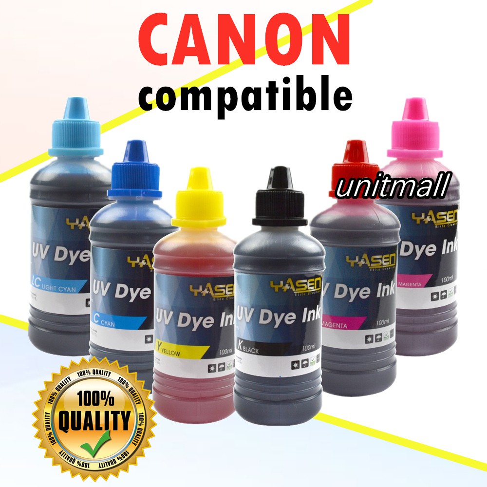 yasen high quality uv dye ink for Refill canon printer 100ml | Shopee ...